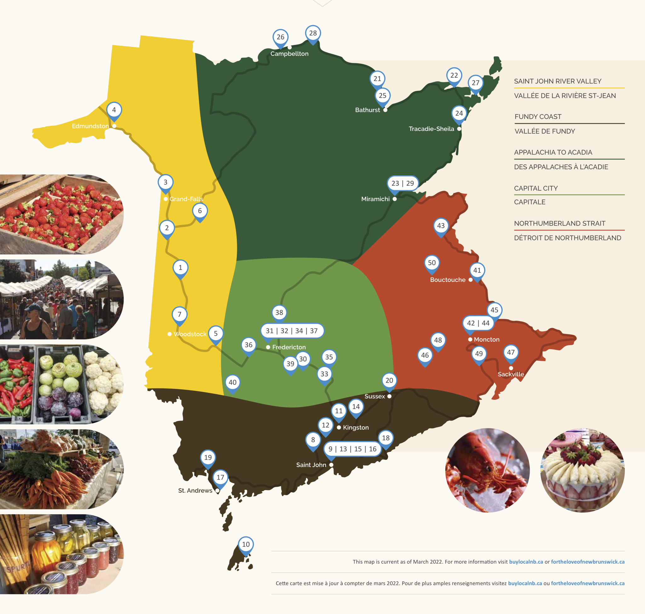 Map of NB Farmers Markets - National Farmers Union in New Brunswick